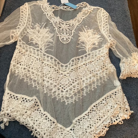 Cupshe | Dresses | New W Tags Cupshe Lace Crochet Cover Up Medium Beige ...